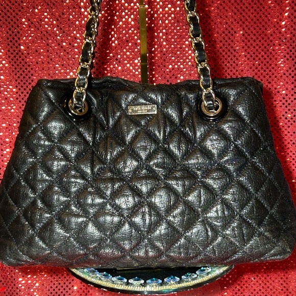 kate spade | Bags | Kate Spade Black Quilted Chain Shoulder Bag 7 X 11 ...